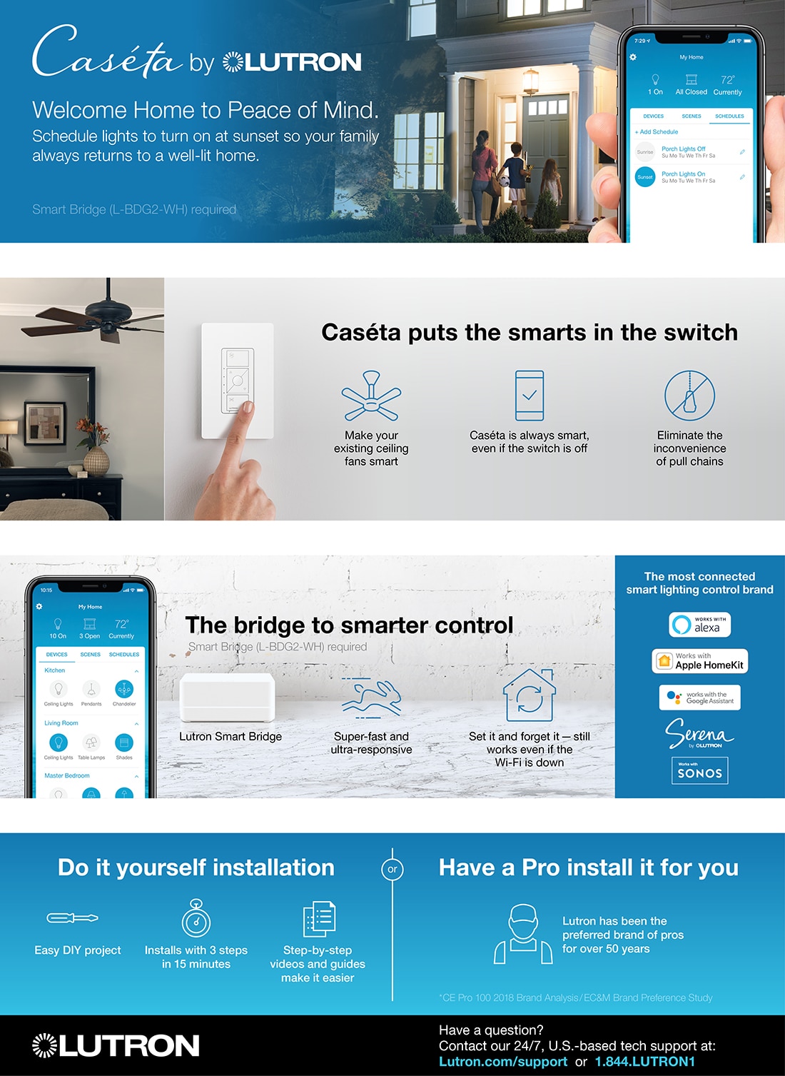 Lutron Caseta Smart Fan Speed Control and Remote Kit, White (CASETA-FAN-PICO) CASETA-FAN-PICO ...